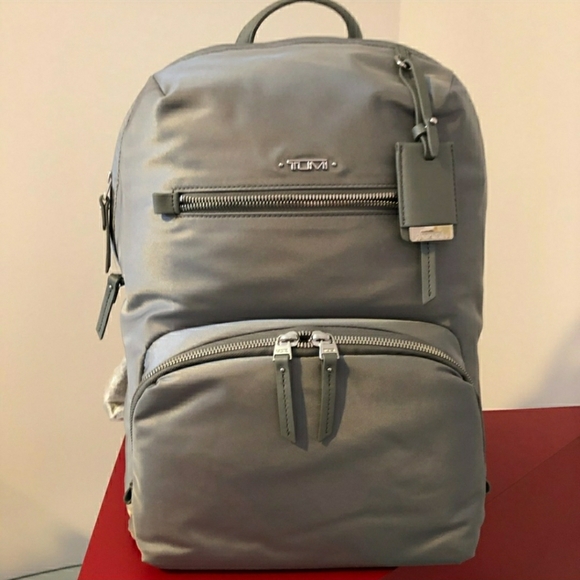 Tumi | Bags | Tumi Mink Silver Voyageur Halle Nylon Laptop Backpack ...